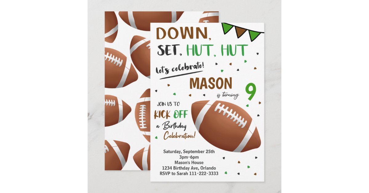 Football Down Set Hut Birthday Invitation | Zazzle