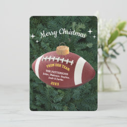 Football Fan Ornament Custom Photo Christmas Card | Zazzle