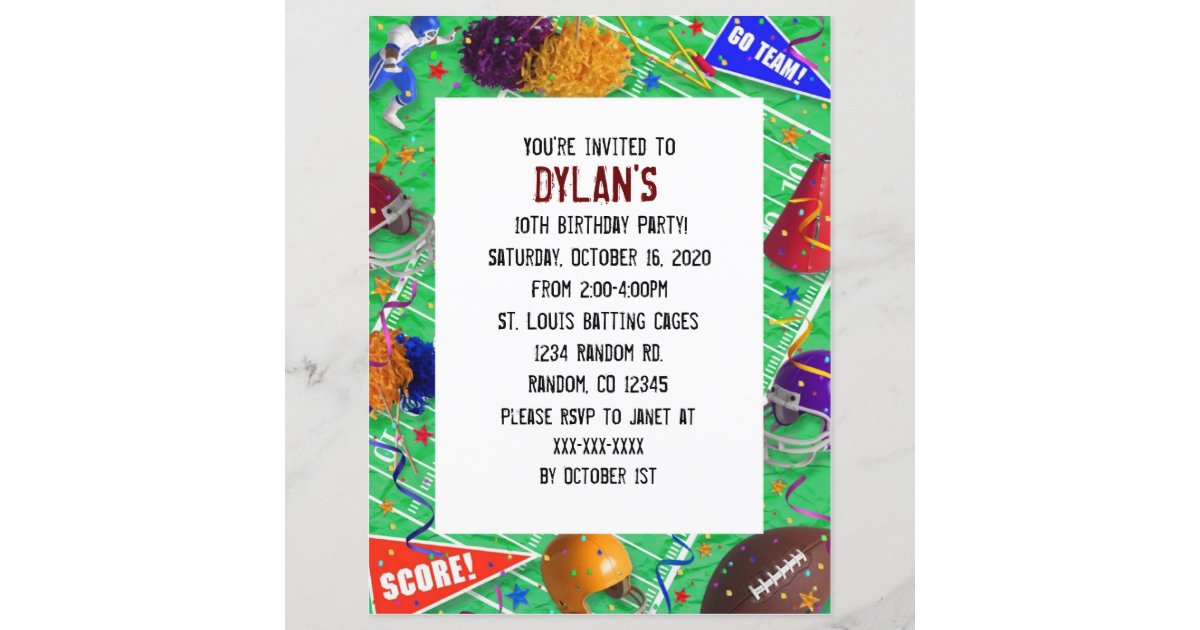 Football fan theme birthday party invitations | Zazzle