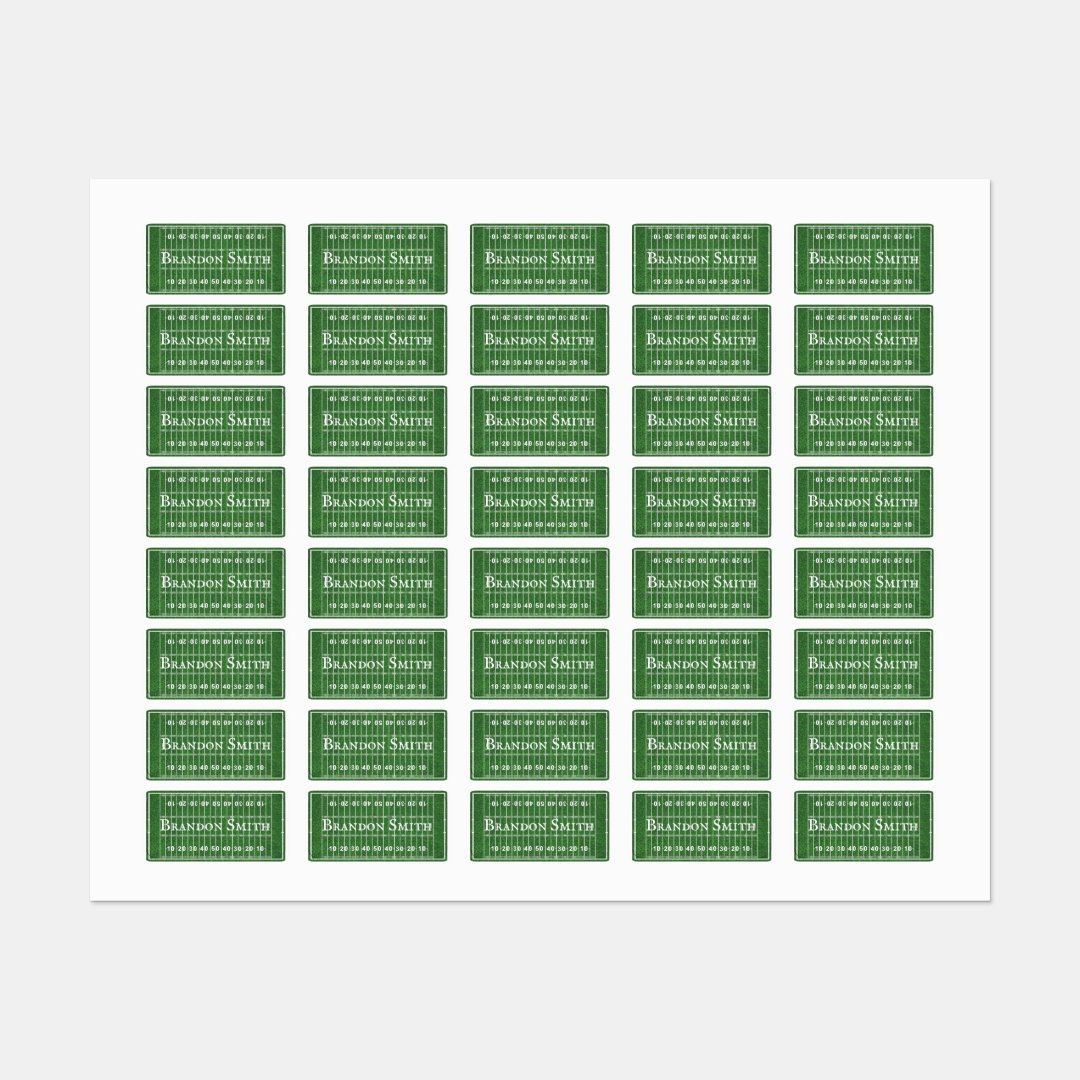 Football Field Design Name Tags Labels | Zazzle