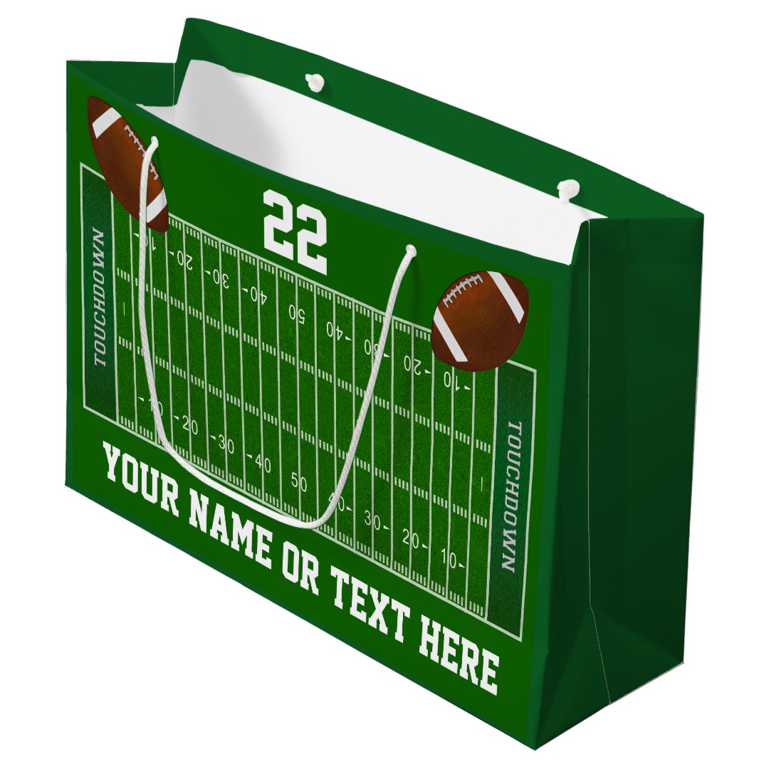 Football Field Gift Bags with Name and Number | Zazzle