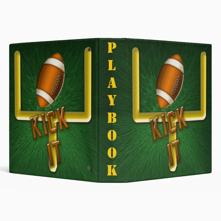 Football Field Goal Kick It Playbook Binder | Zazzle