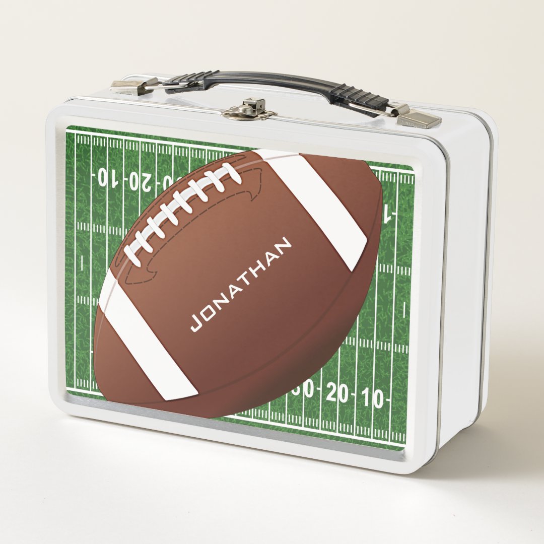 Football Field with Football Metal Lunchbox | Zazzle
