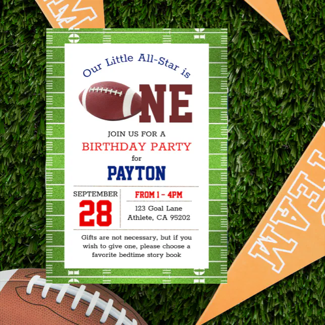 Football First Birthday Invitation | Zazzle
