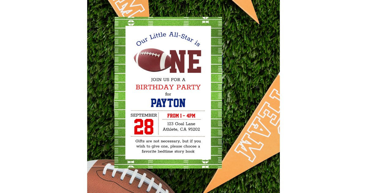 Football First Birthday Invitation | Zazzle