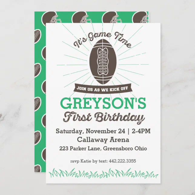 Football First Birthday Invitation | Zazzle