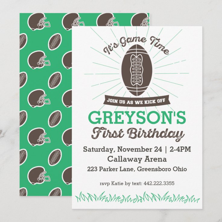 Football First Birthday Invitation | Zazzle