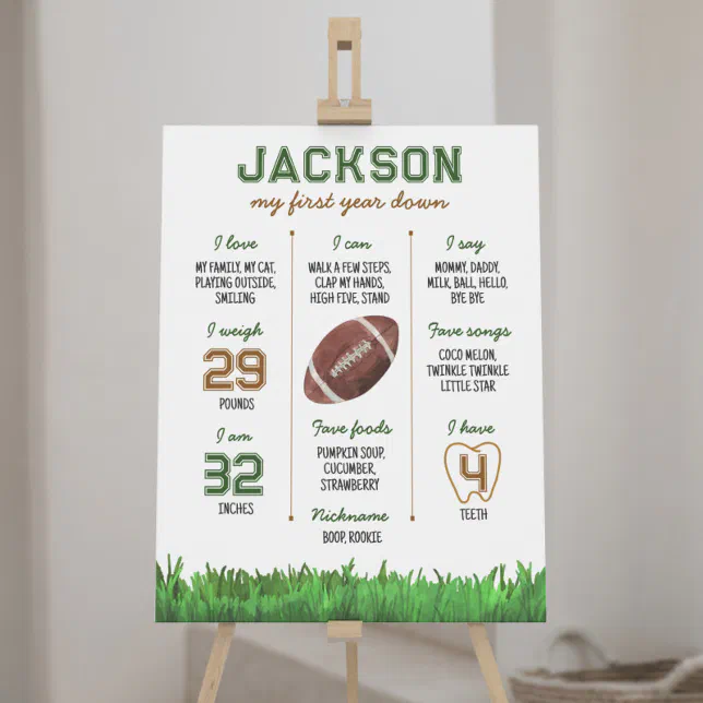 Football First Birthday Milestone Poster | Zazzle