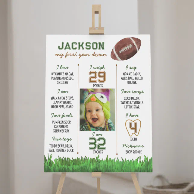 Football First Birthday Milestone Sign | Zazzle