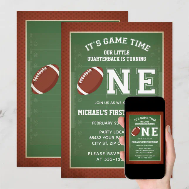 Football First Birthday Party Invitation | Zazzle