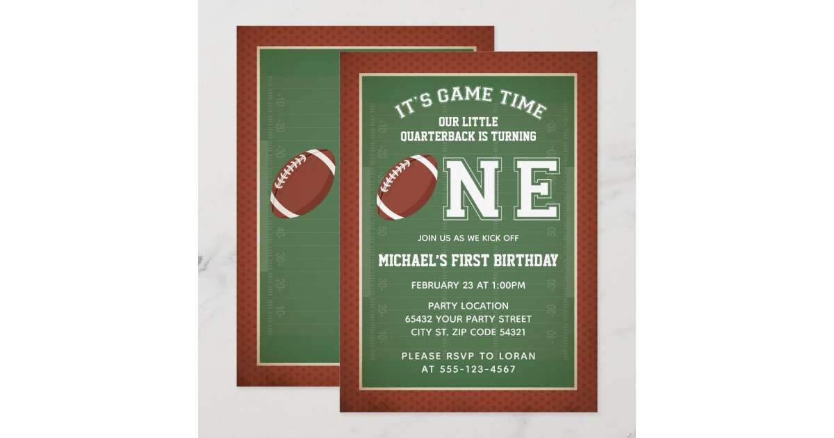 Football First Birthday Party Invitation | Zazzle