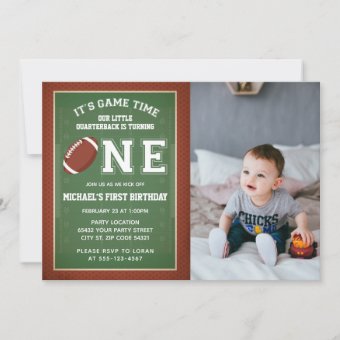 Football First Birthday Photo Invitation | Zazzle