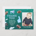 Football First Birthday Thank You Card with Photo | Zazzle
