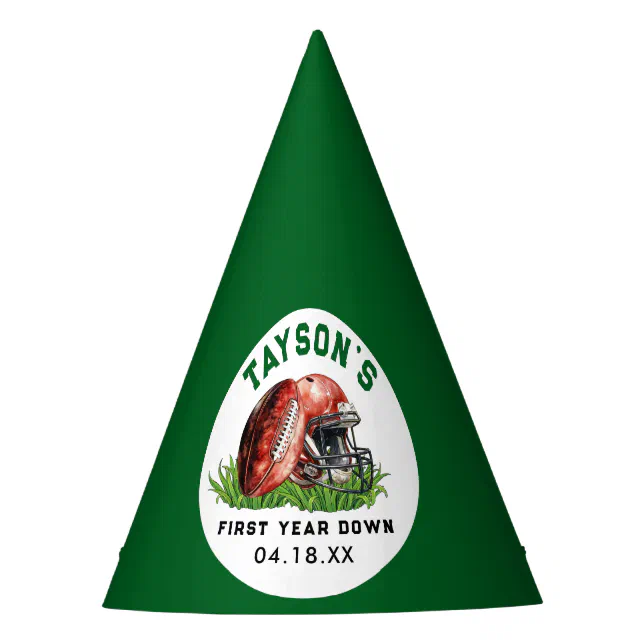 Football First Year Down 1st Birthday Party Hat | Zazzle