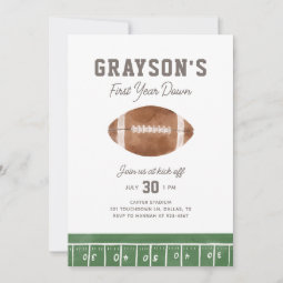 Football First Year Down 1st Birthday Party Invitation | Zazzle