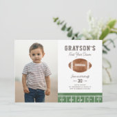 Football First Year Down 1st Birthday Photo Invitation | Zazzle