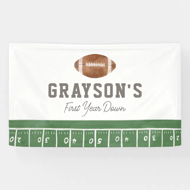 Football First Year Down Birthday Banner | Zazzle