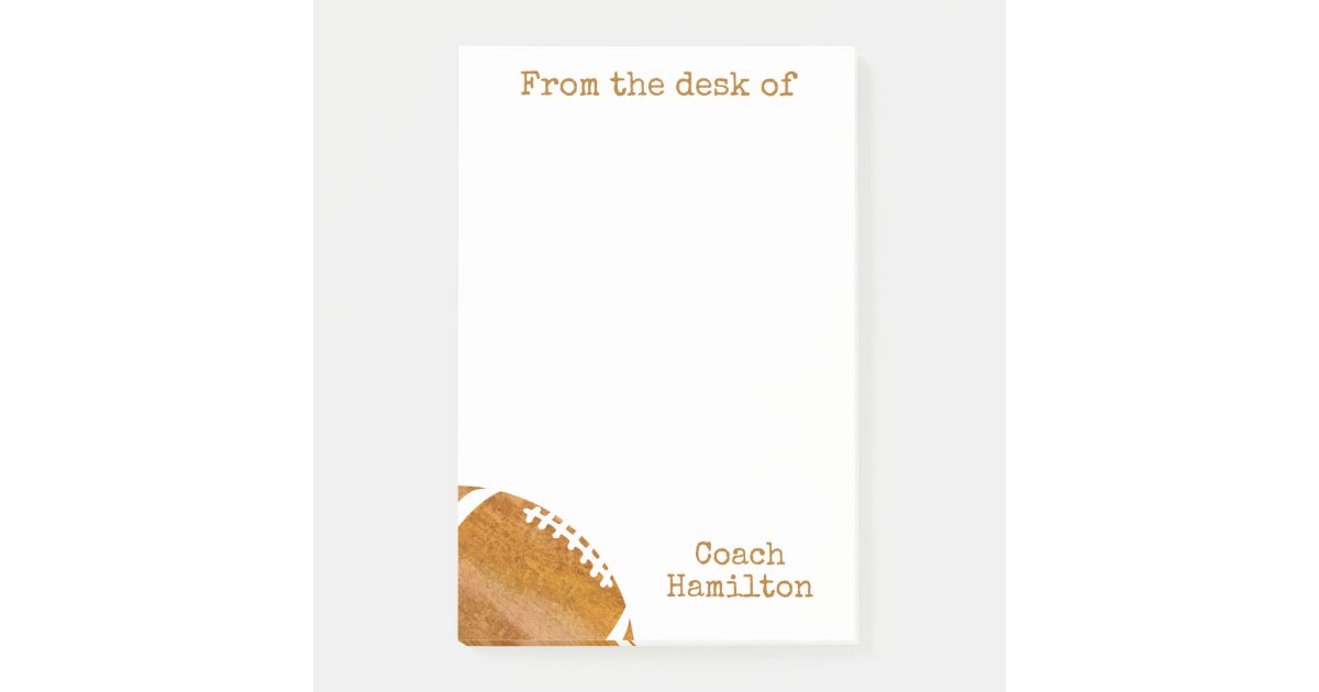 Football From The Desk of Coach Personalized Post-it Notes | Zazzle