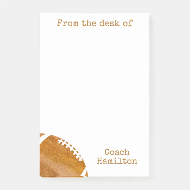 Football From The Desk of Coach Personalized Post-it Notes | Zazzle