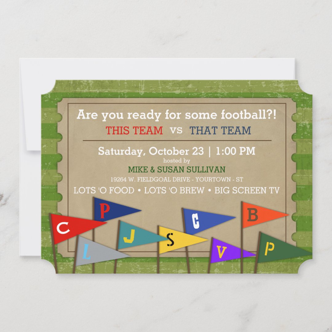Football Game Day Custom Party Invitation | Zazzle