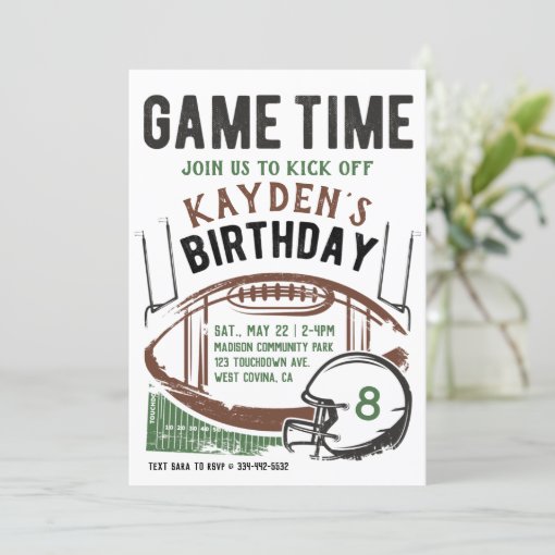 Football Game Time Birthday Invitation | Zazzle