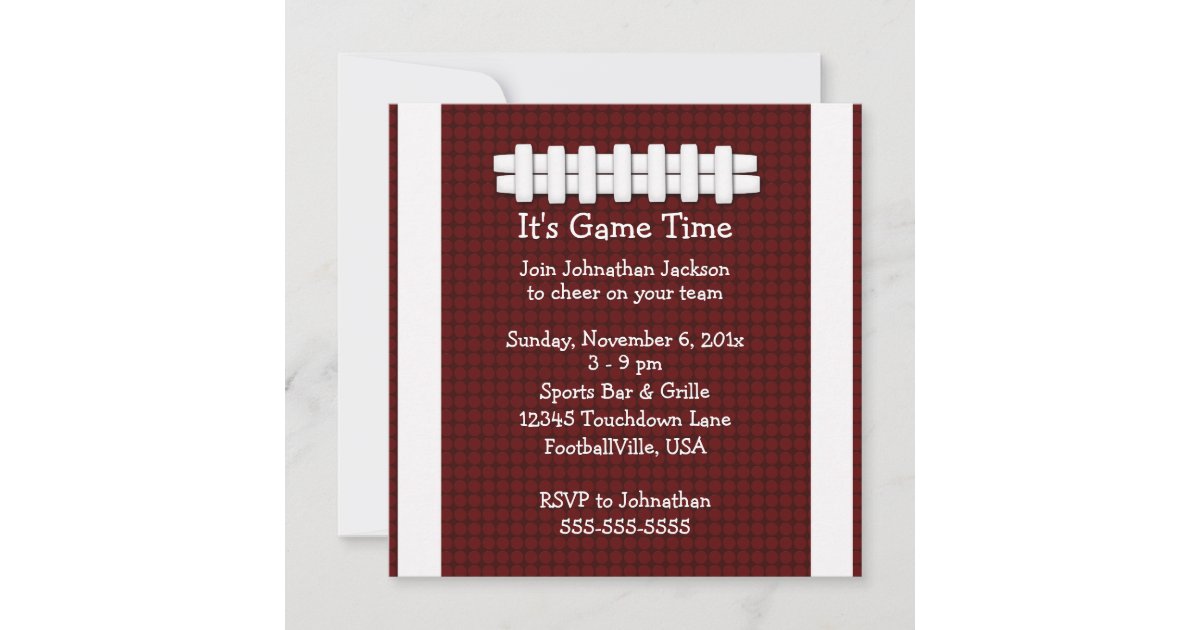 Football Game Time Invitation | Zazzle