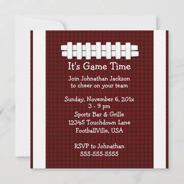 Football Game Time Invitation | Zazzle