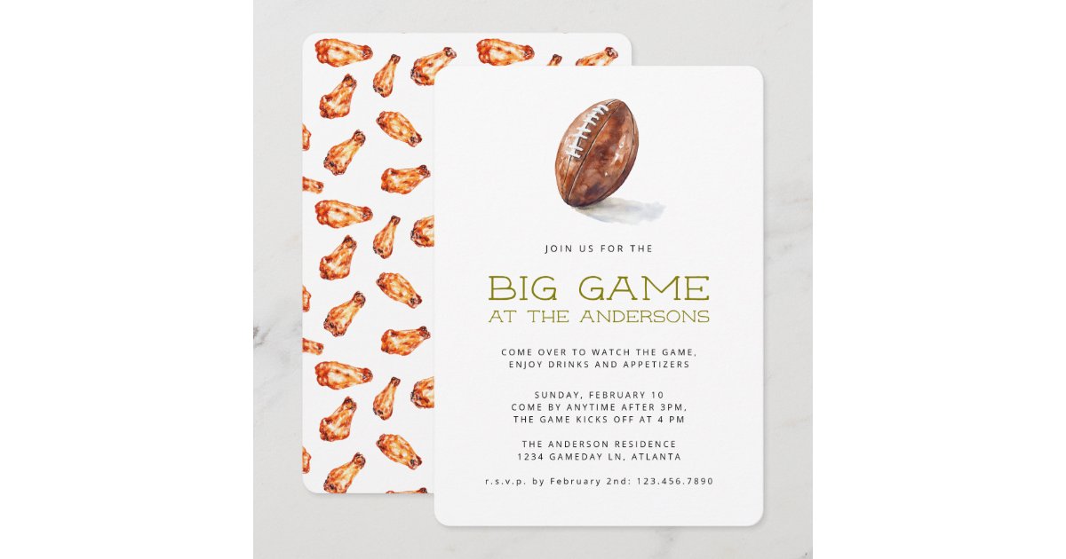 Football Game Watch Party Modern Simple Invitation | Zazzle