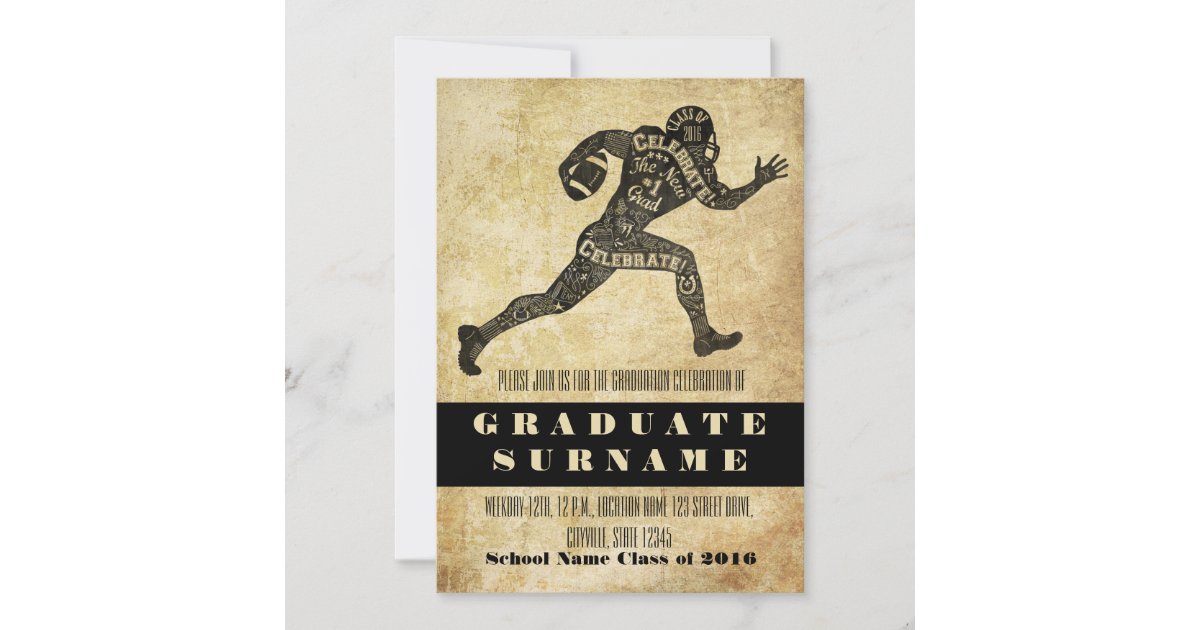 Football Graduation Celebration Invitation | Zazzle