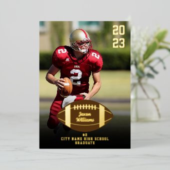 Football Graduation Party Foil Invitation | Zazzle