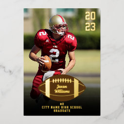 Football Graduation Party Foil Invitation | Zazzle