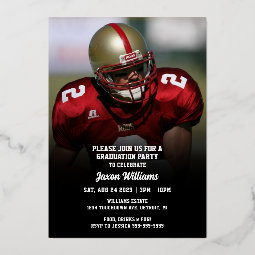 Football Graduation Party Foil Invitation | Zazzle