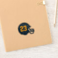 Football helmet personalized navy yellow gold sticker | Zazzle