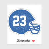 Football helmet personalized number blue white sticker | Zazzle