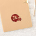 Football helmet personalized number maroon red sticker | Zazzle