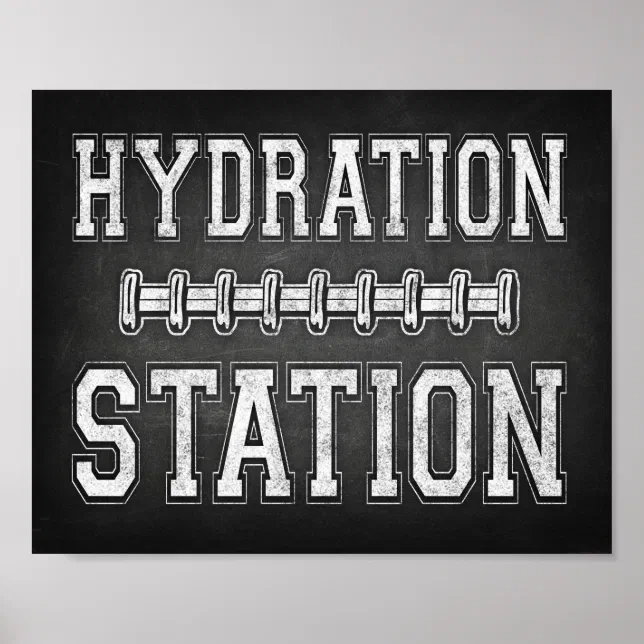 Football HYDRATION STATION Sign Chalk Print | Zazzle
