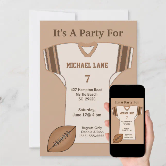 Football Jersey Birthday Invitation | Zazzle