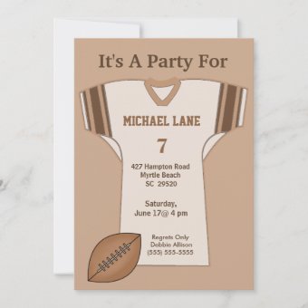 Football Jersey Birthday Invitation | Zazzle