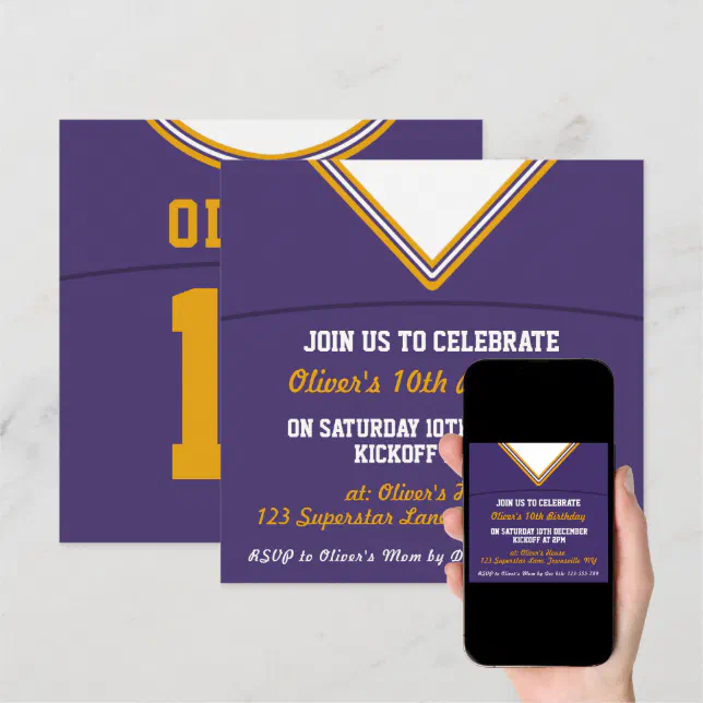 Football Jersey Themed Party Invite Template | Zazzle