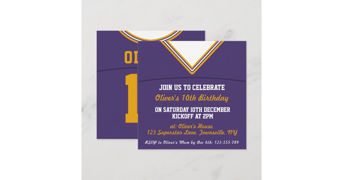 Football Jersey Themed Party Invite Template | Zazzle