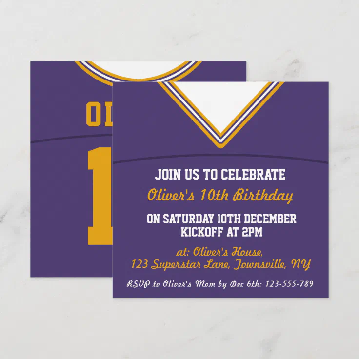 Football Jersey Themed Party Invite Template | Zazzle