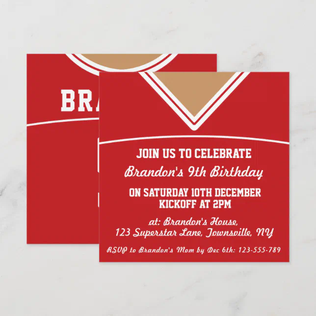 Football Jersey Themed Party Invite Template, LAX | Zazzle