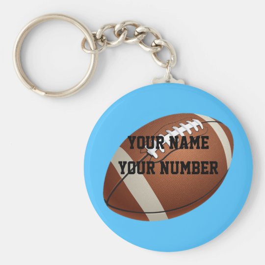 Football Keychain ID Tag YOUR NAME & Number | Zazzle.com