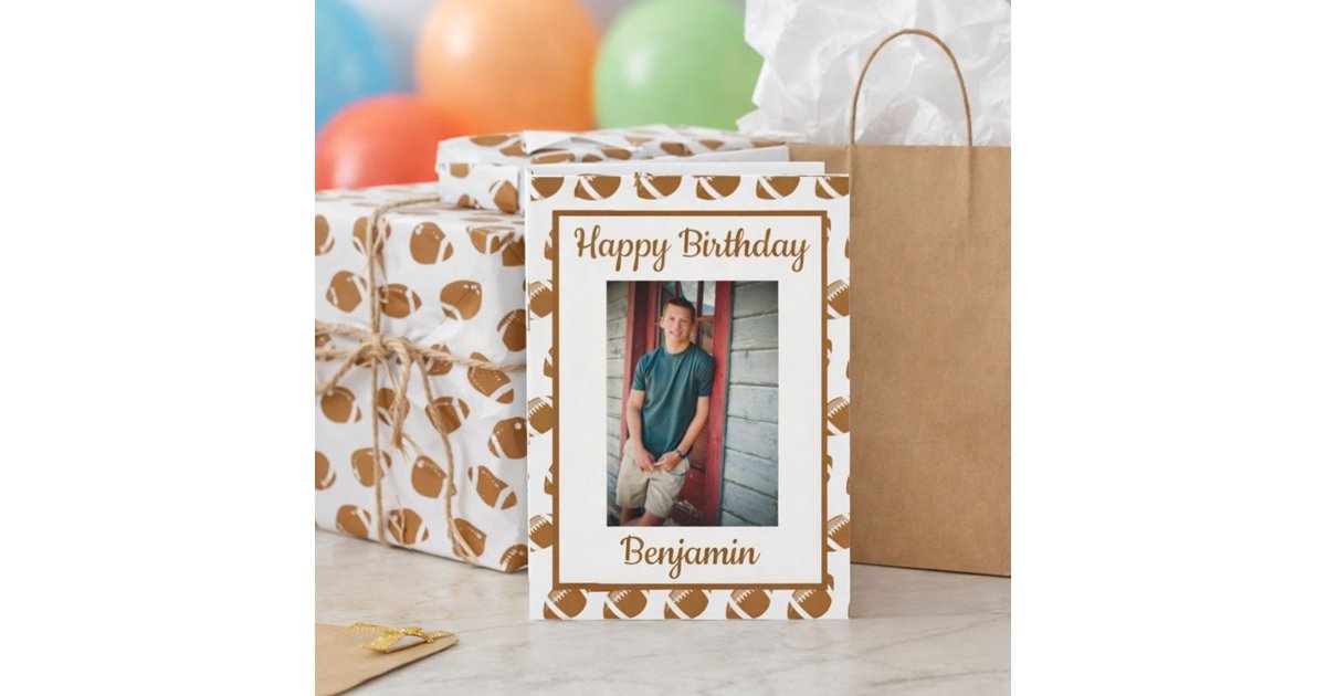 Football Lover Birthday Greeting Photo Card | Zazzle