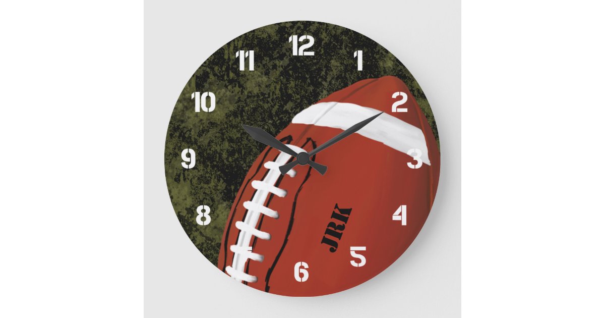 Football Monogram Large Clock | Zazzle