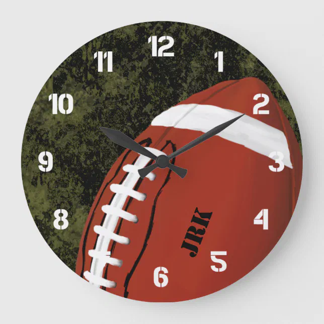 Football Monogram Large Clock | Zazzle