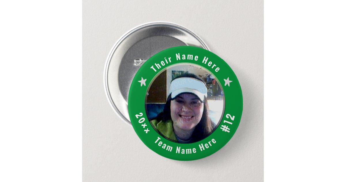 Football or Any Athletic Sport Spirit Photo green Button | Zazzle