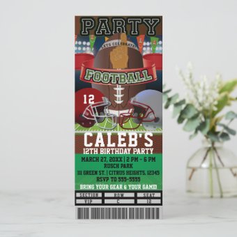 Football Party Birthday VIP Game Ticket Custom Invitation | Zazzle