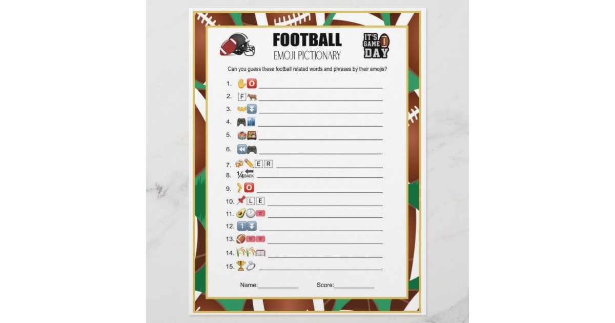 Football Party Game Emoji Pictionary Letterhead | Zazzle