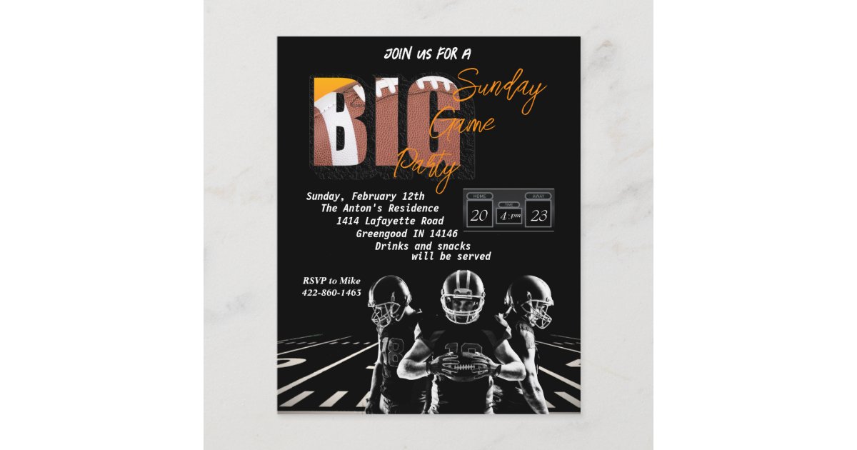 Football Party Invitation Flyer | Zazzle